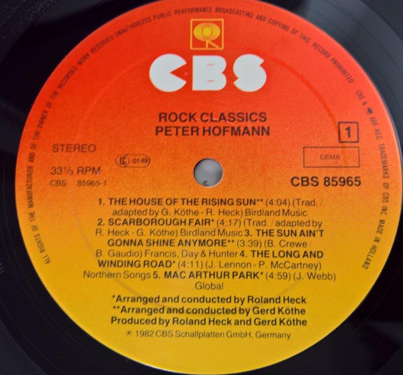 Płyta winylowa Peter Hofmann - Rock Classics w sklepie www.gramofonia.com